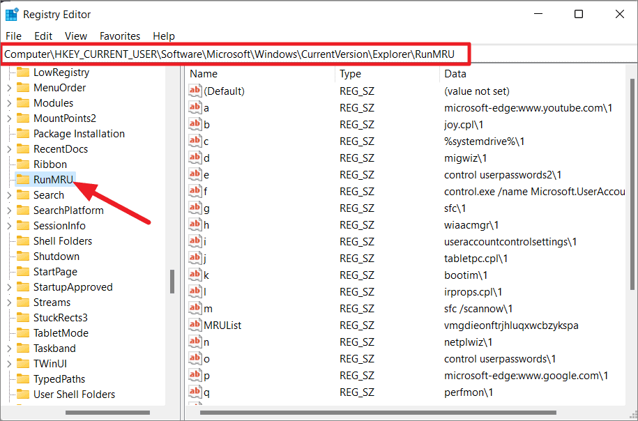 Lista de comandos de ejecución de Windows 11