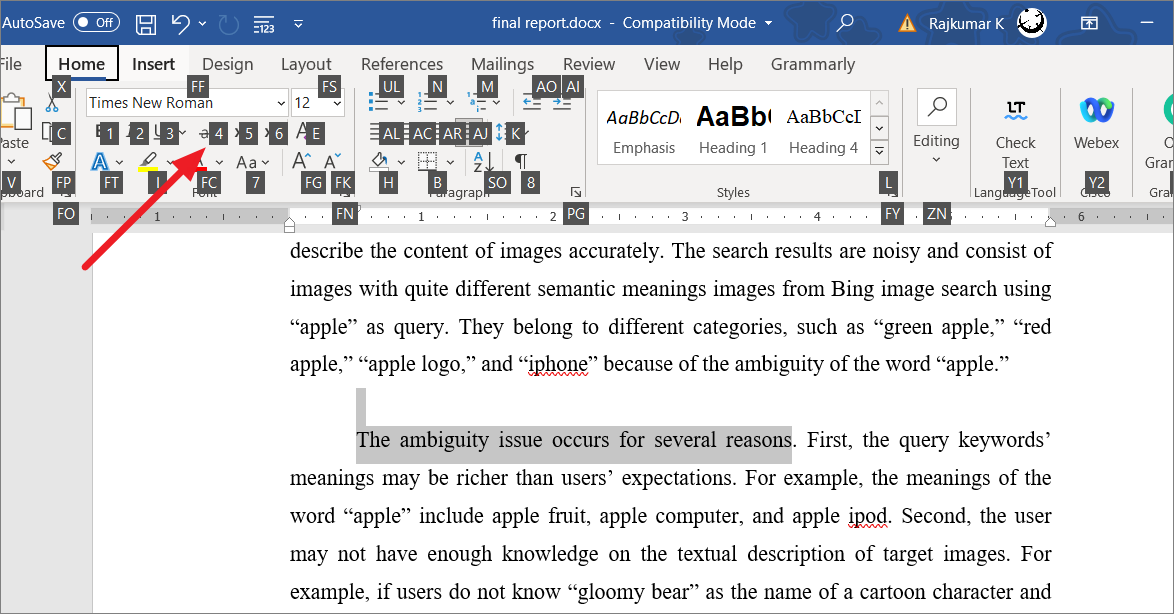 Cómo utilizar atajos tachados en Microsoft Word