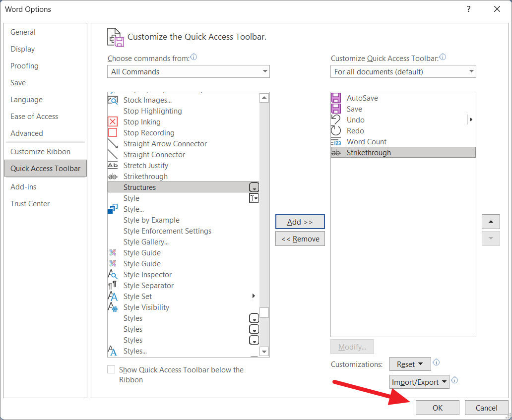 Cómo utilizar atajos tachados en Microsoft Word