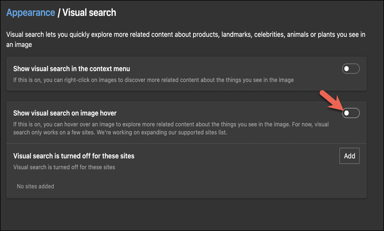 Cómo deshabilitar la búsqueda visual de imágenes en Microsoft Edge
