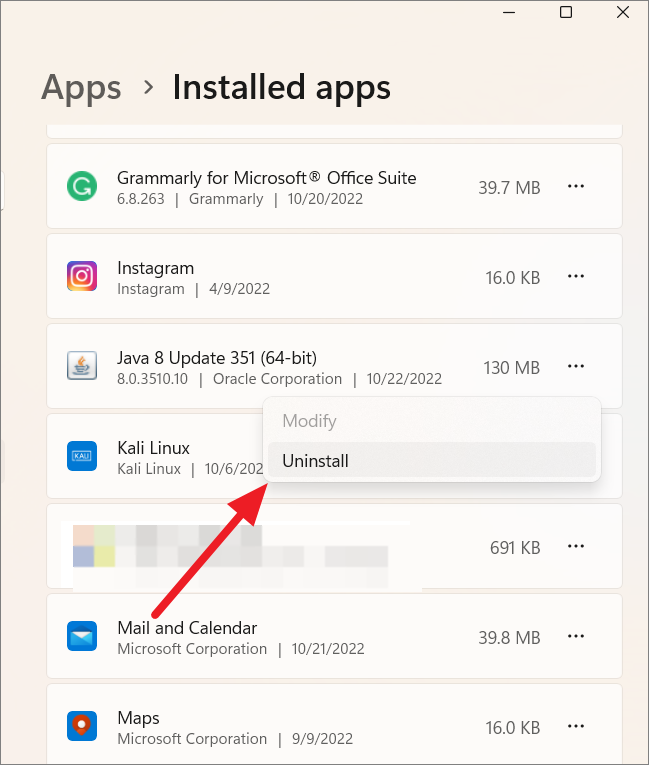 Cómo desinstalar Java en Windows 11