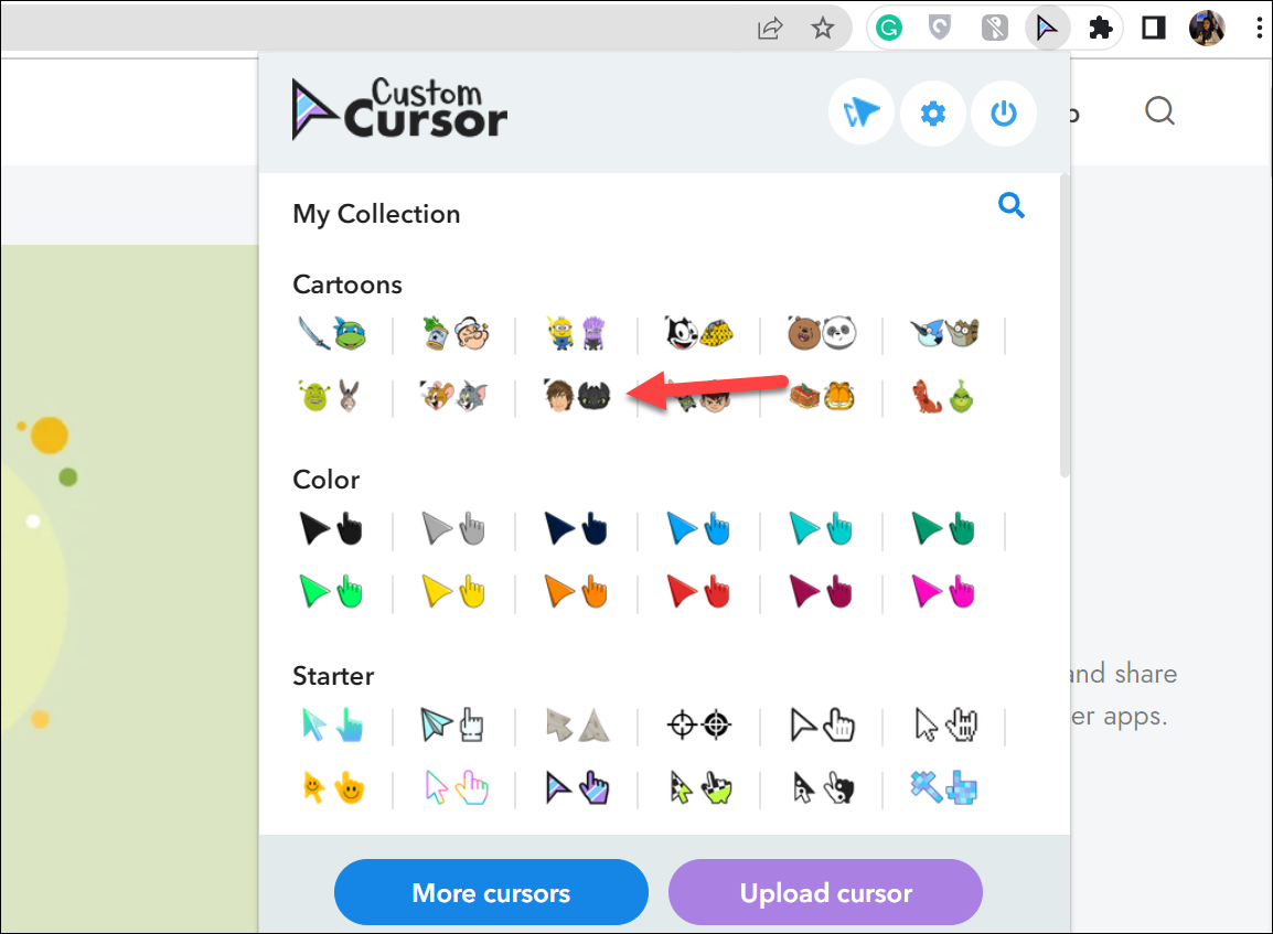 Cómo obtener un cursor personalizado en Chrome