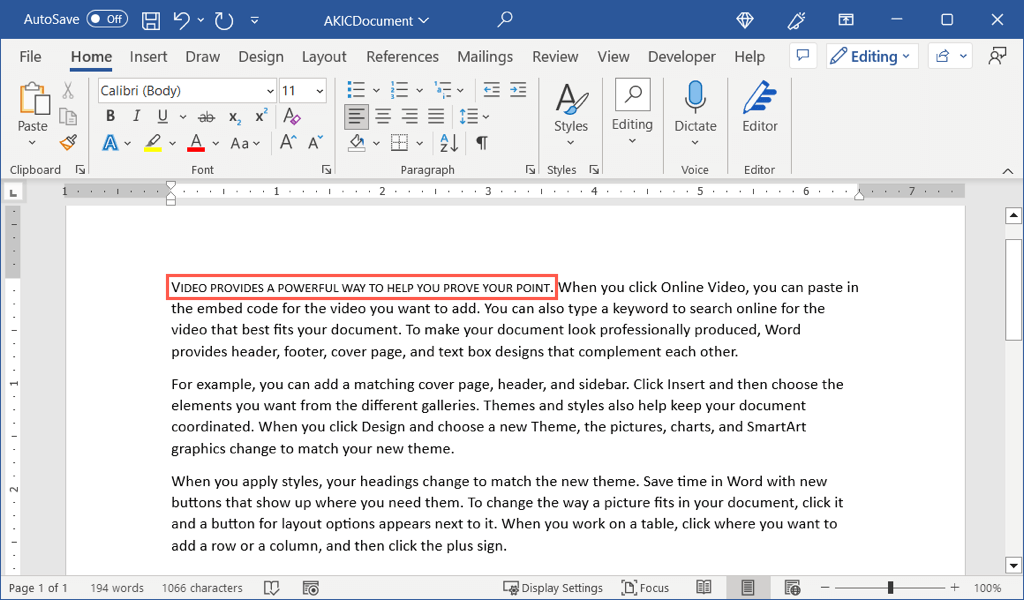 Cómo aplicar versalitas en Microsoft Word