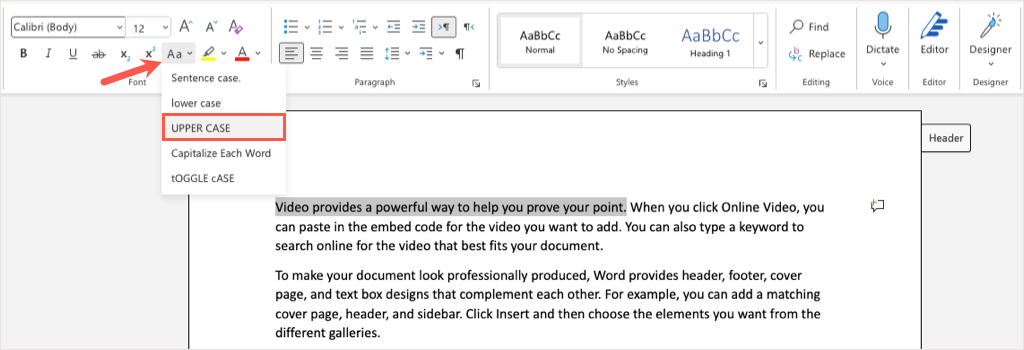 Cómo aplicar versalitas en Microsoft Word