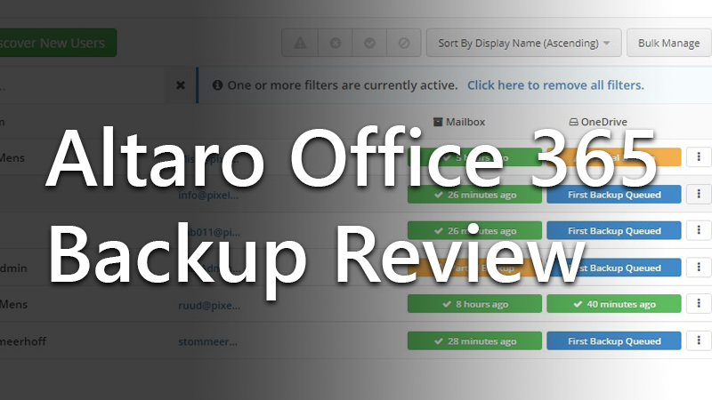 Altaro Office 365 Revisión de respaldo