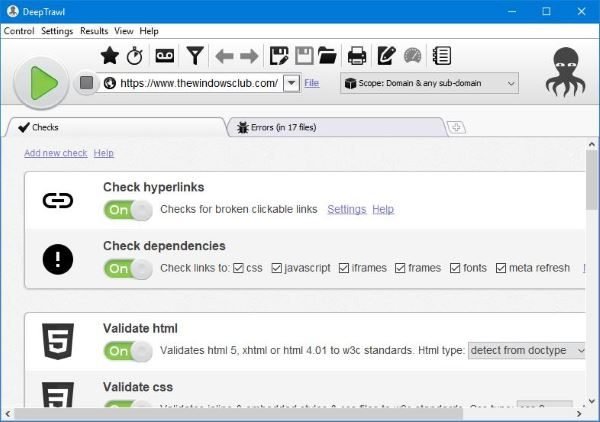 Encuentre enlaces rotos, valide HTML y CSS en su sitio web usando DeepTrawl
