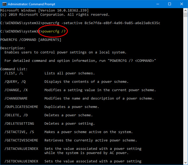 Comandos más útiles para la línea de comandos PowerCFG