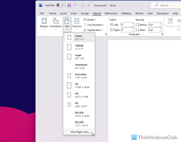 Cómo cambiar el tamaño del papel en Microsoft Word