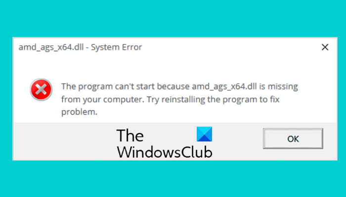 Solucione el error que falta amd_ags_x64.dll en Windows 11/10 - Tiempo de Frikis