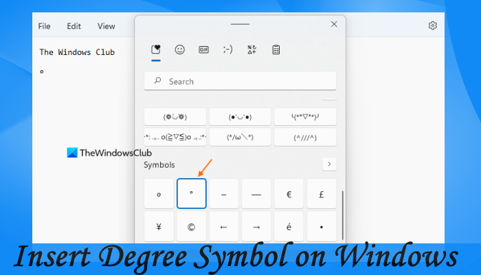 Cómo insertar el símbolo de Grado en Windows 11/10