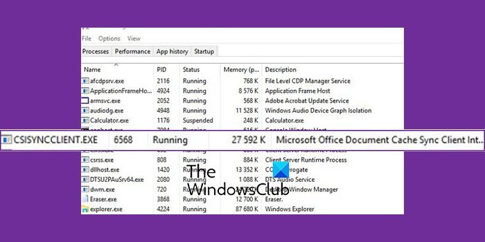 ¿Cuál es el proceso csisyncclient.exe en Windows 11/10?