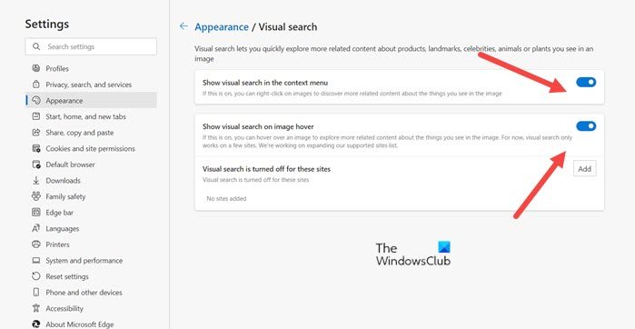 Cómo habilitar o deshabilitar la búsqueda visual en Microsoft Edge