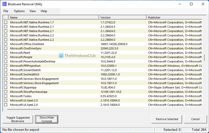 Utilidad de eliminación de bloatware para Windows 11/10