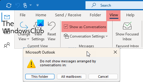 Cómo habilitar, deshabilitar y usar la vista de conversación en Outlook ...