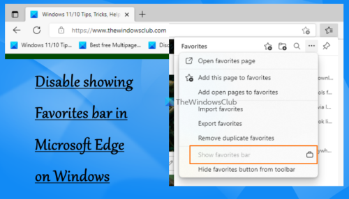 Cómo deshabilitar Mostrar barra de favoritos en Microsoft Edge en ...
