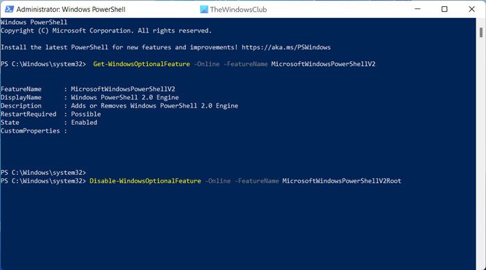 Cómo deshabilitar PowerShell V2 en Windows 11/10 - Tiempo de Frikis