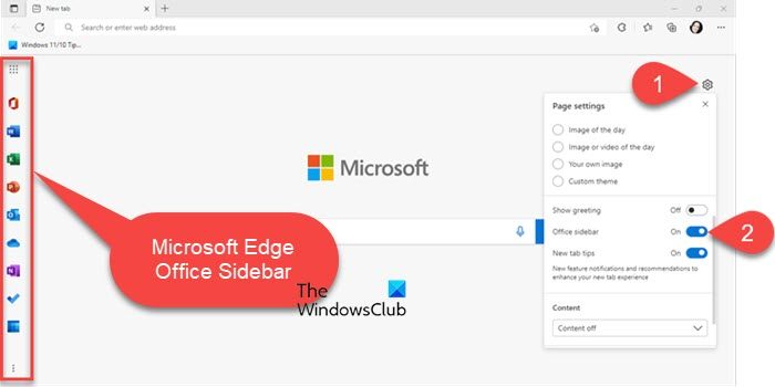 Barra de Microsoft Edge, barra lateral de borde y barra de oficina de ...