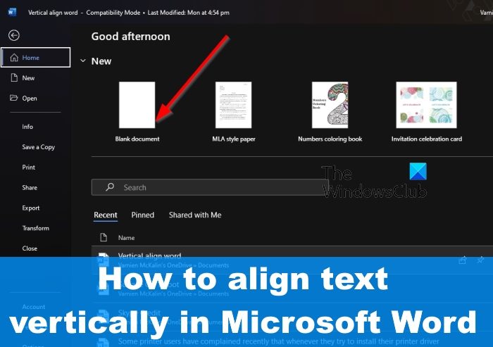 Cómo alinear el texto verticalmente en Microsoft Word