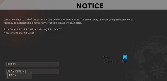 Error 345 Bator Blazing en Black Ops Fría Guerra