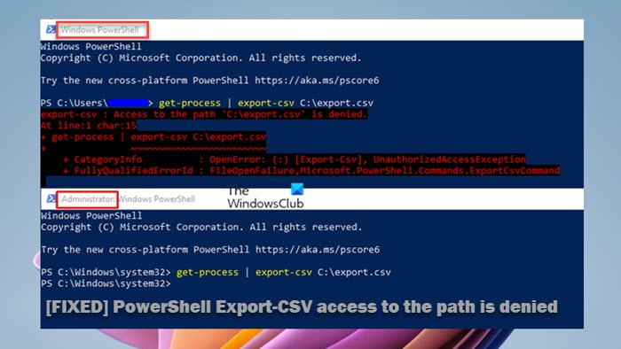Se niega el acceso a la ruta de exportación de PowerShell a la ruta