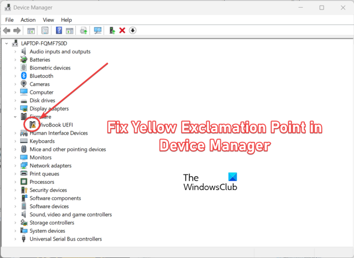 Marca de exclamación amarilla junto a un dispositivo en el administrador de dispositivos ...