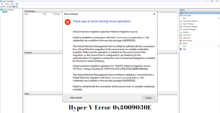 Error Hyper-V 0x8009030e, no hubo credenciales disponibles en el ...