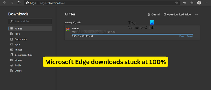 Las descargas de Microsoft Edge se atascaron al 100% [Solución ...