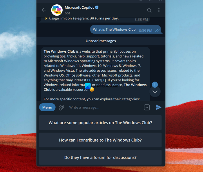 Cómo usar Microsoft Copilot en Telegram