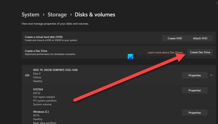 Habilitar o deshabilitar Crear unidad de desarrollo en Windows 11 - Tiempo de Frikis
