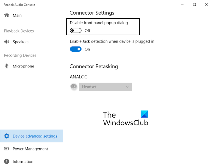Realtek Audio Console Connector Retasking Greyed [Fix] - Tiempo de Frikis