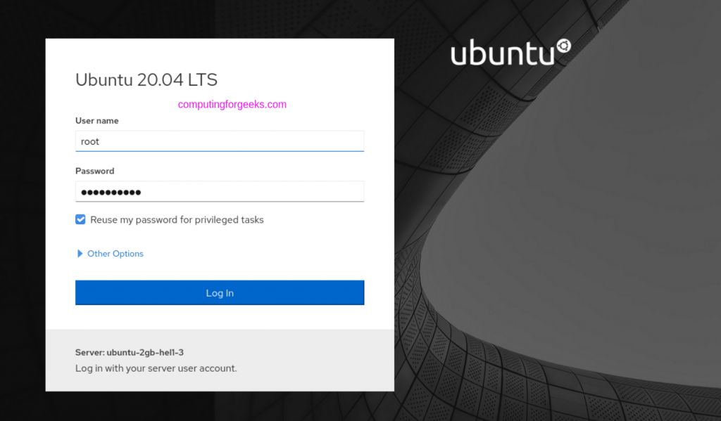 Ubuntu 20.04 Linux'u Kokpit Web Konsolu ile Yönetin